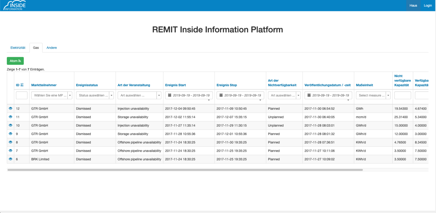 Inside Information Platform - ACER REMIT Reporting